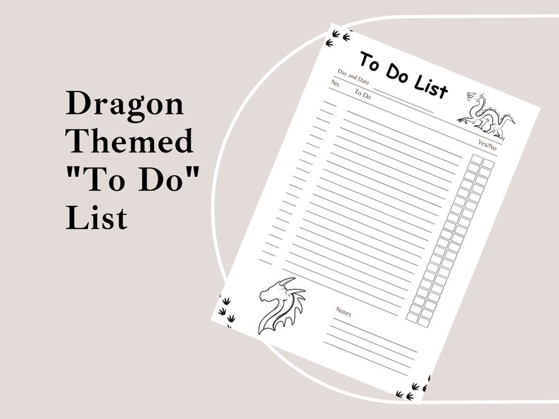 Dragon Themed to Do List, Printable Dragon Themed Planner, Dragon ...