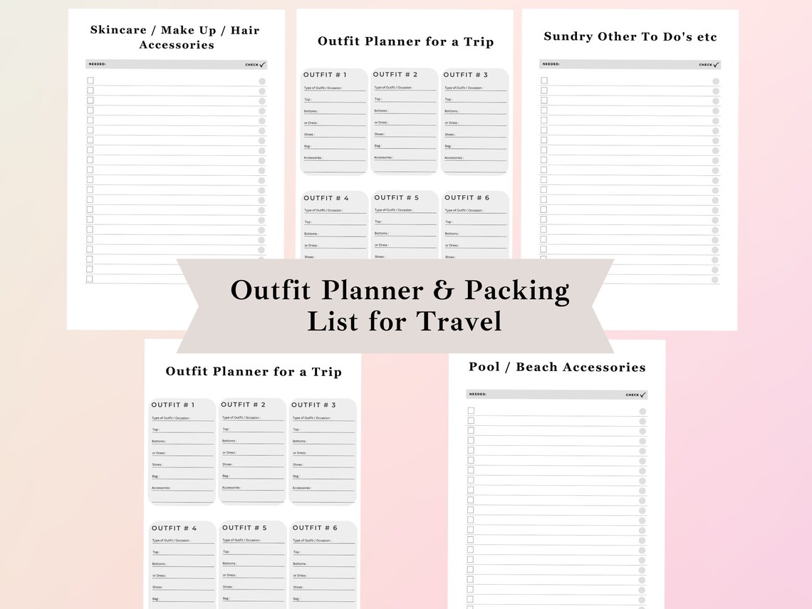 Printable Travel Outfit Planner, Outfit Planners for Holidays ...