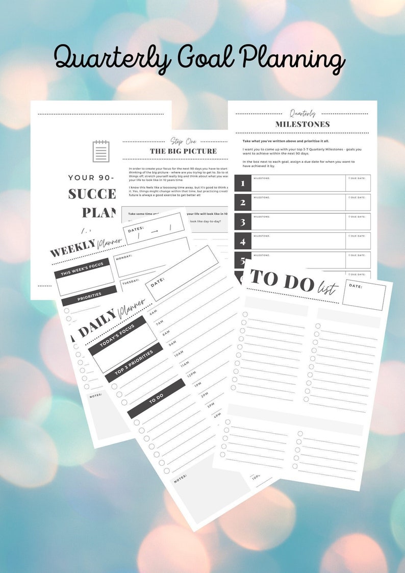 Printable Goal Planner Bundle, Undated Quarterly Planner Printable ...