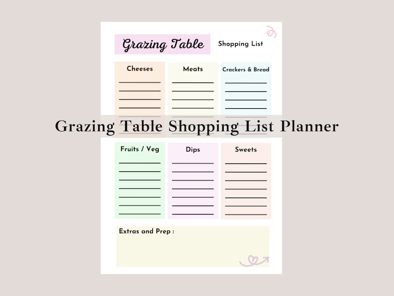 Printable Shopping List for Grazing Table, Shopping List for Grazing ...