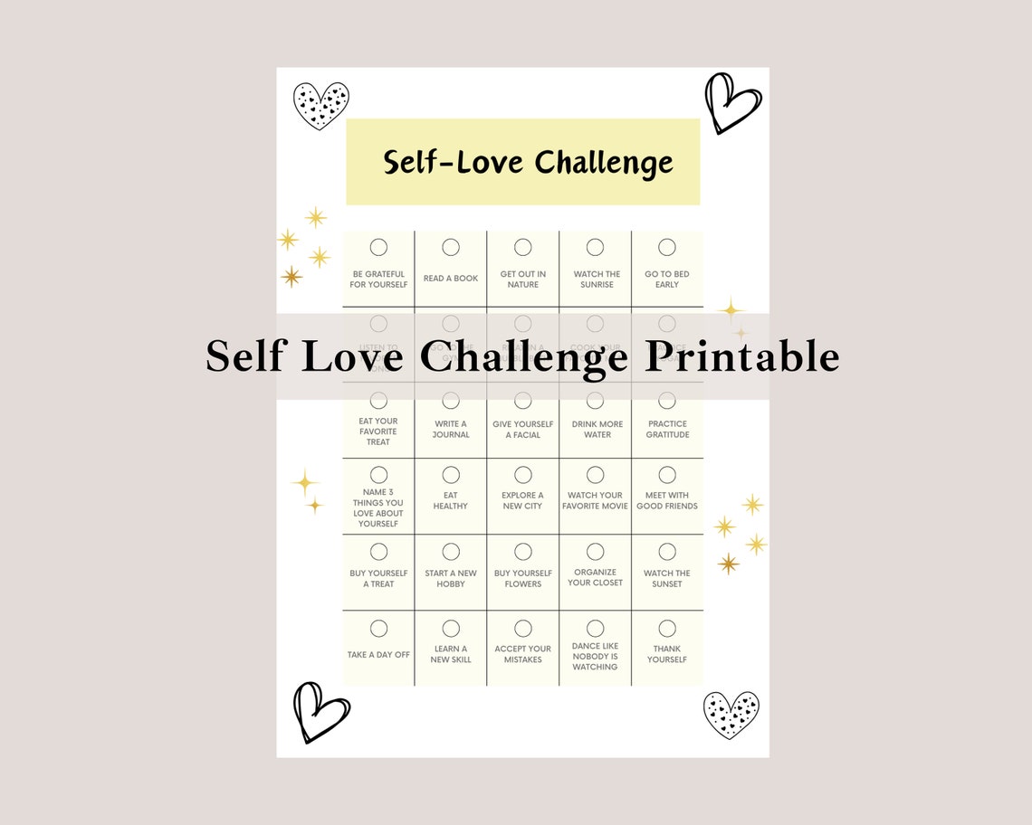 Printable Self Love Challenge, Printable Mindset Challenge, Self Care ...