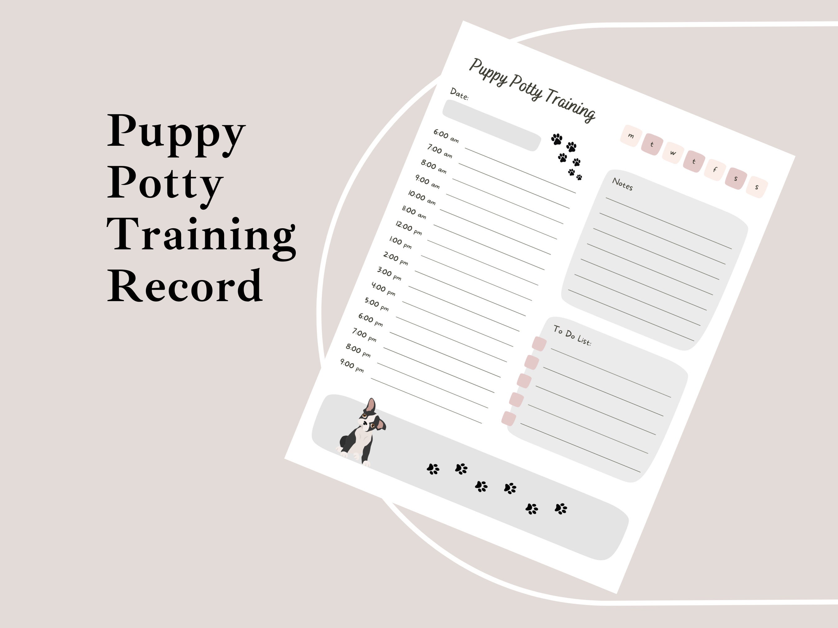 Puppy Potty Training Record, Puppy Training Tracker, Dog Training List ...