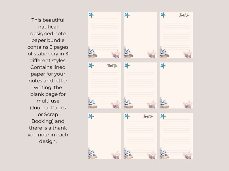 Nautical Themed A4 Note Paper Pages, Note Paper for Letter Writing ...