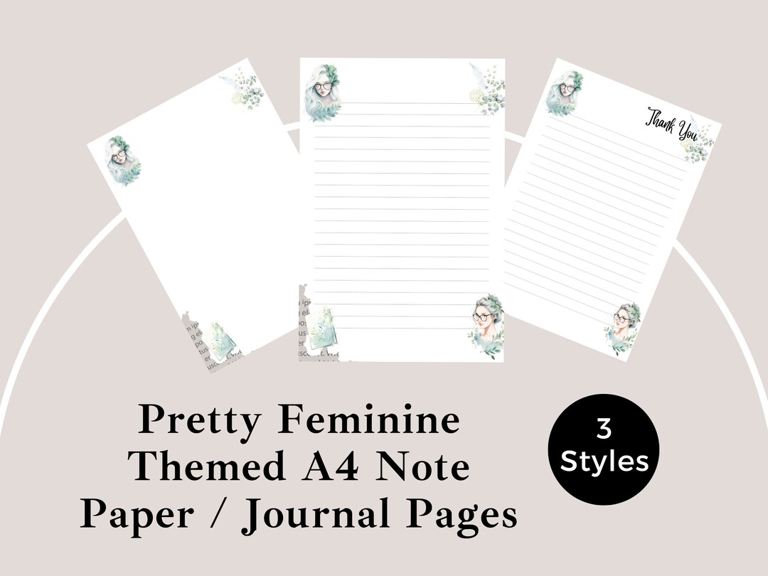 Feminine Themed Journal Pages, Pretty Floral Notepaper Pages, Pretty ...