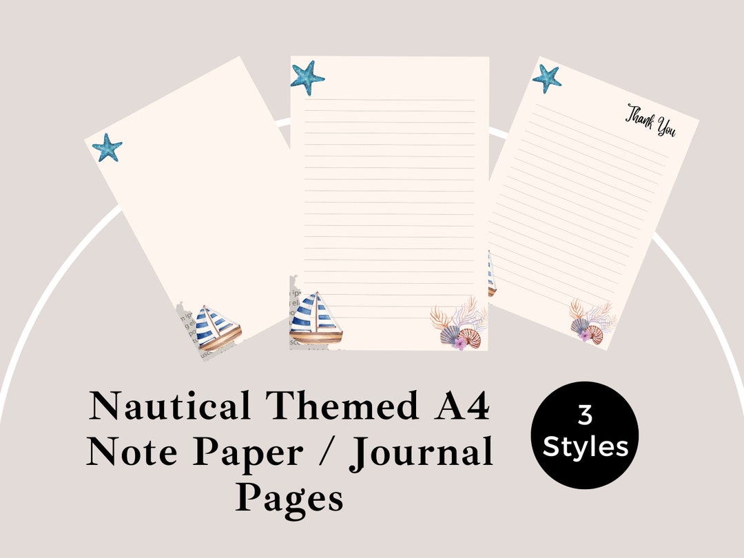 Nautical Themed A4 Note Paper Pages, Note Paper for Letter Writing ...
