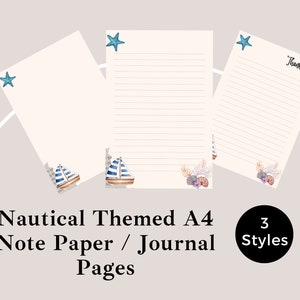 Nautical Themed A4 Note Paper Pages, Note Paper for Letter Writing ...