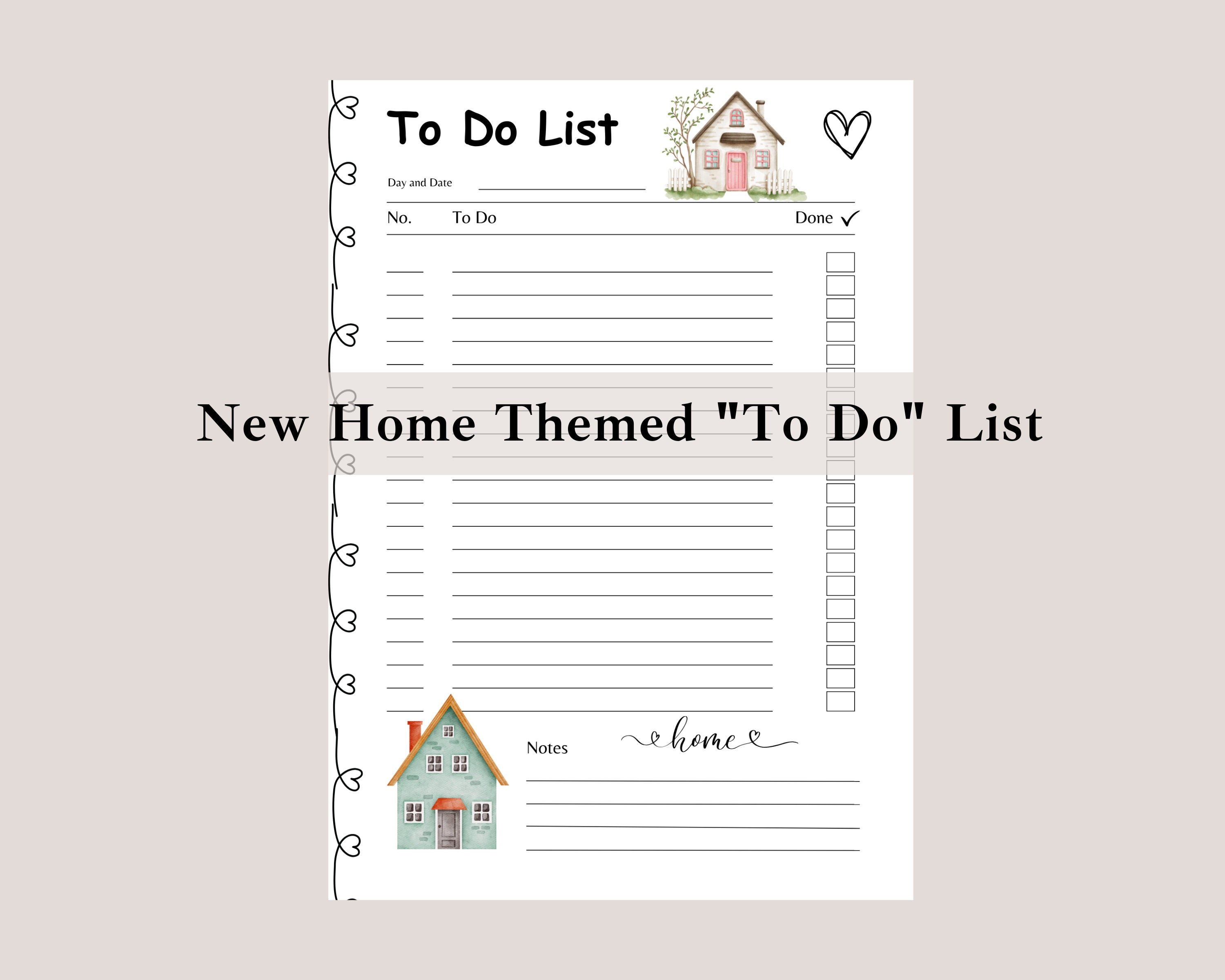 Printable to Do List for New Home, New Home Themed to Do List, New Home ...