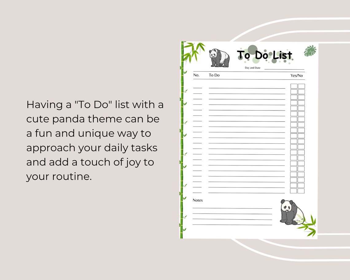 Panda Themed to Do List, Panda Themed Daily Planner, Panda Themed Daily ...