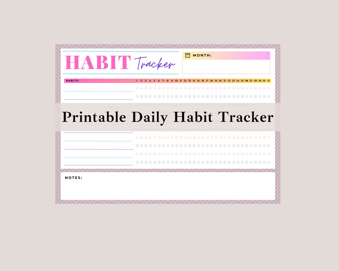 Printable Daily Habit Tracker, Minimalist Monthly Habit Tracker, Pretty ...