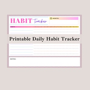 Printable Daily Habit Tracker, Minimalist Monthly Habit Tracker, Pretty ...