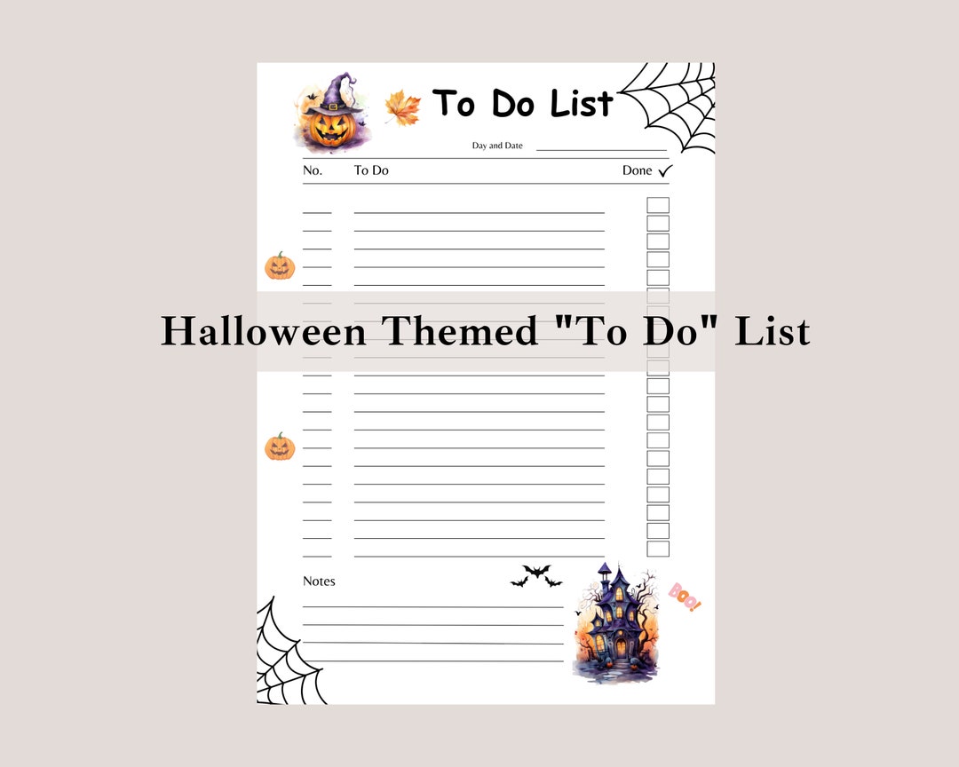 Halloween Themed to Do List Planner, Spooky Themed to Do List Planner ...
