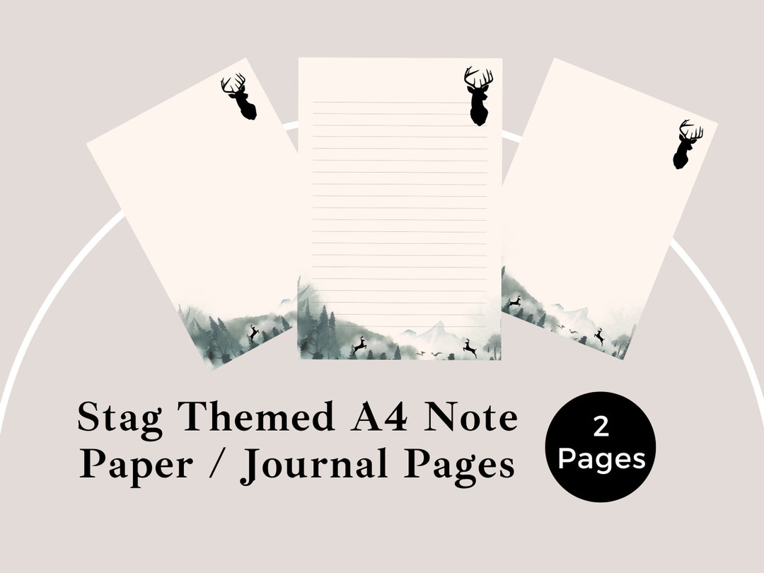 Stag Themed A4 Note Paper Pages, Note Paper for Letter Writing, Lined ...