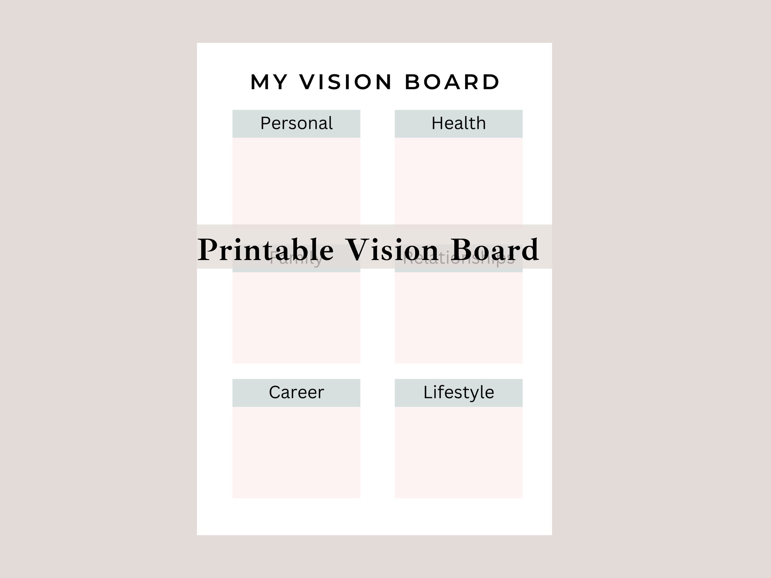 Vision Board Printable, Manifestation Vision Board, Motivational Vision ...