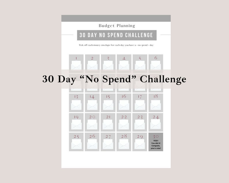 30 Day No Spend Challenge, Mini No Spend Challenge, Monthly No Spend ...
