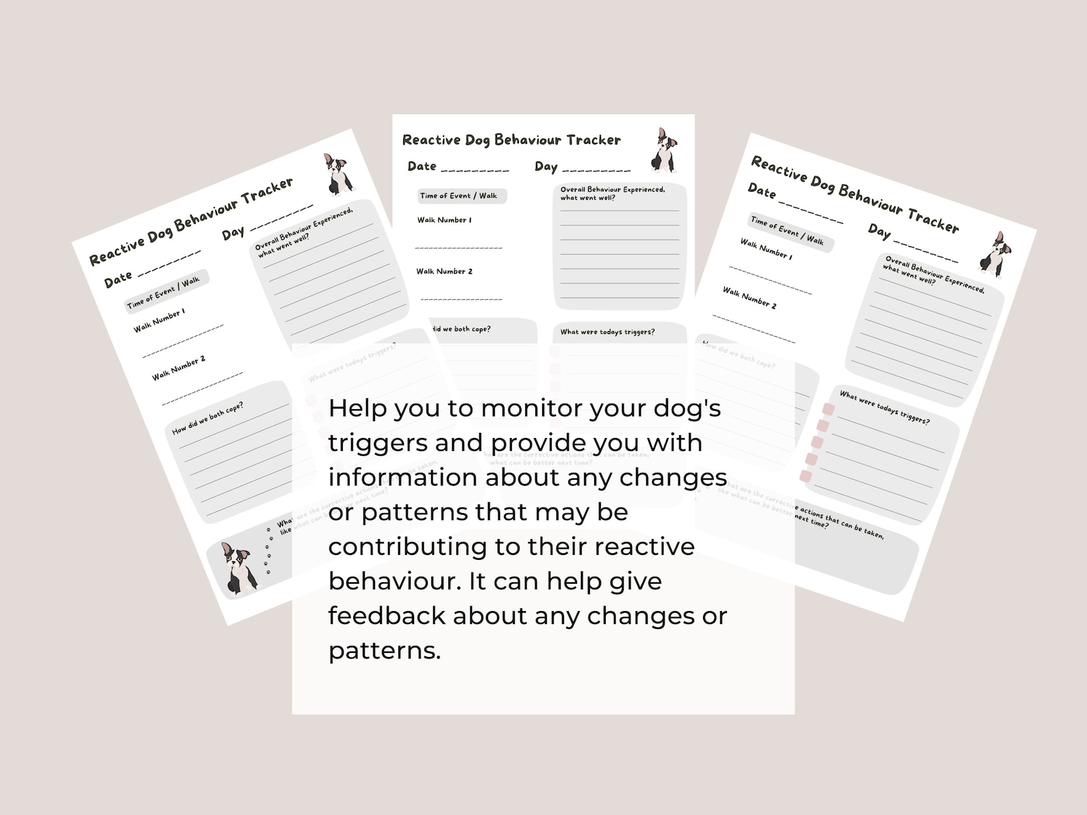 Reactive Dog Behaviour Tracker, Dog Training List, Dog Behaviour ...