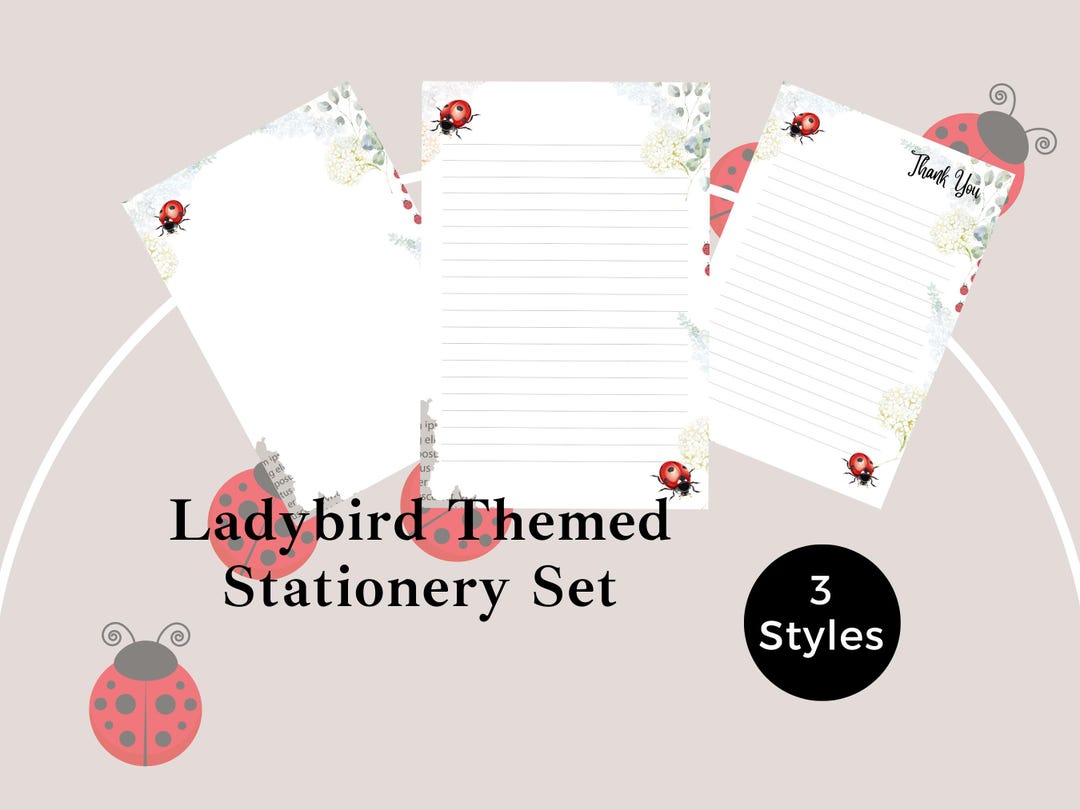 Ladybird Themed Stationery Set, Printable Ladybug Journal / Stationery ...