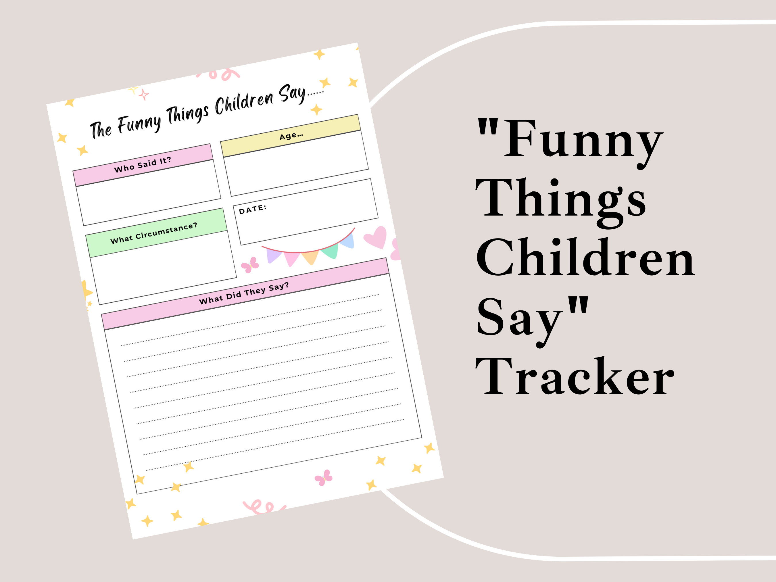 Funny Things Children Say Tracker, Things Our Children Say Note Page ...