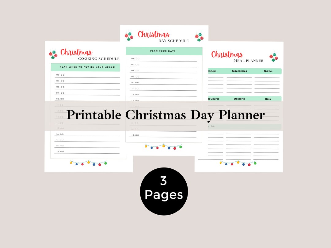 Printable Christmas Day Planner, Christmas Day Planner Sheets ...
