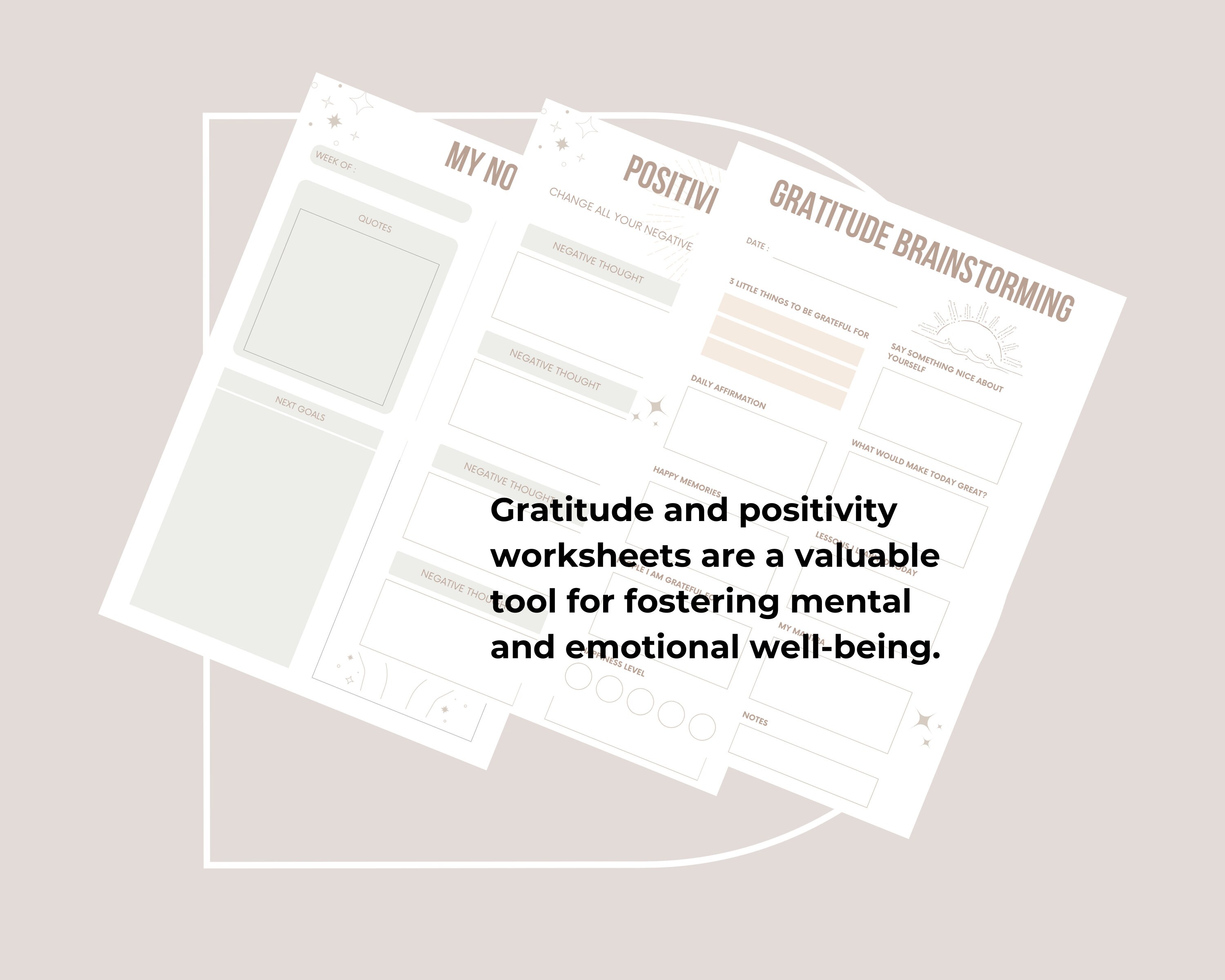 Gratitude and Positivity Printable, Positive Thinking Training ...