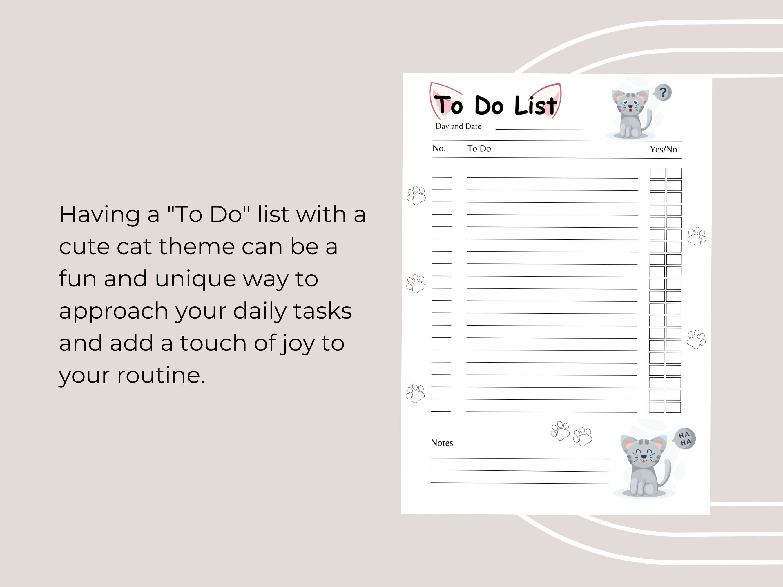 Cat Themed to Do List, Cute Cat to Do List Planner, Printable to Do ...