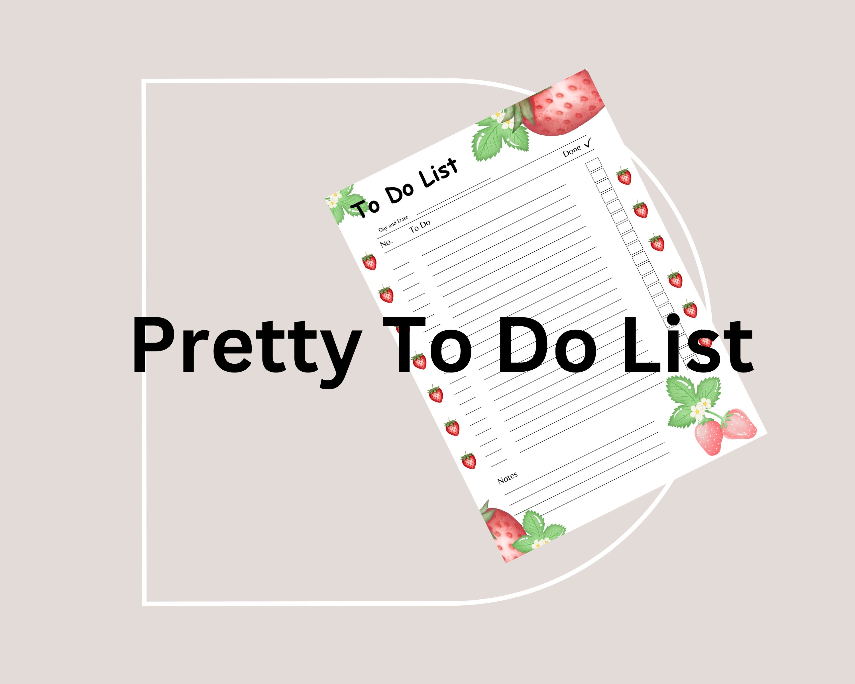 Strawberry Themed to Do List, Pretty Strawberry Themed Stationery ...
