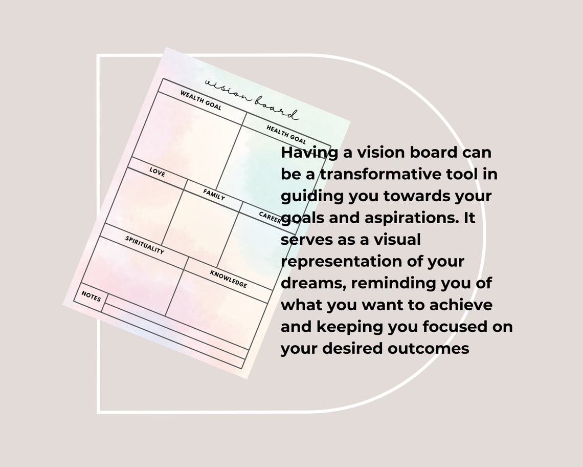 Elegant Printable Vision Board, Printable A4 Vision Board, Vision Board ...