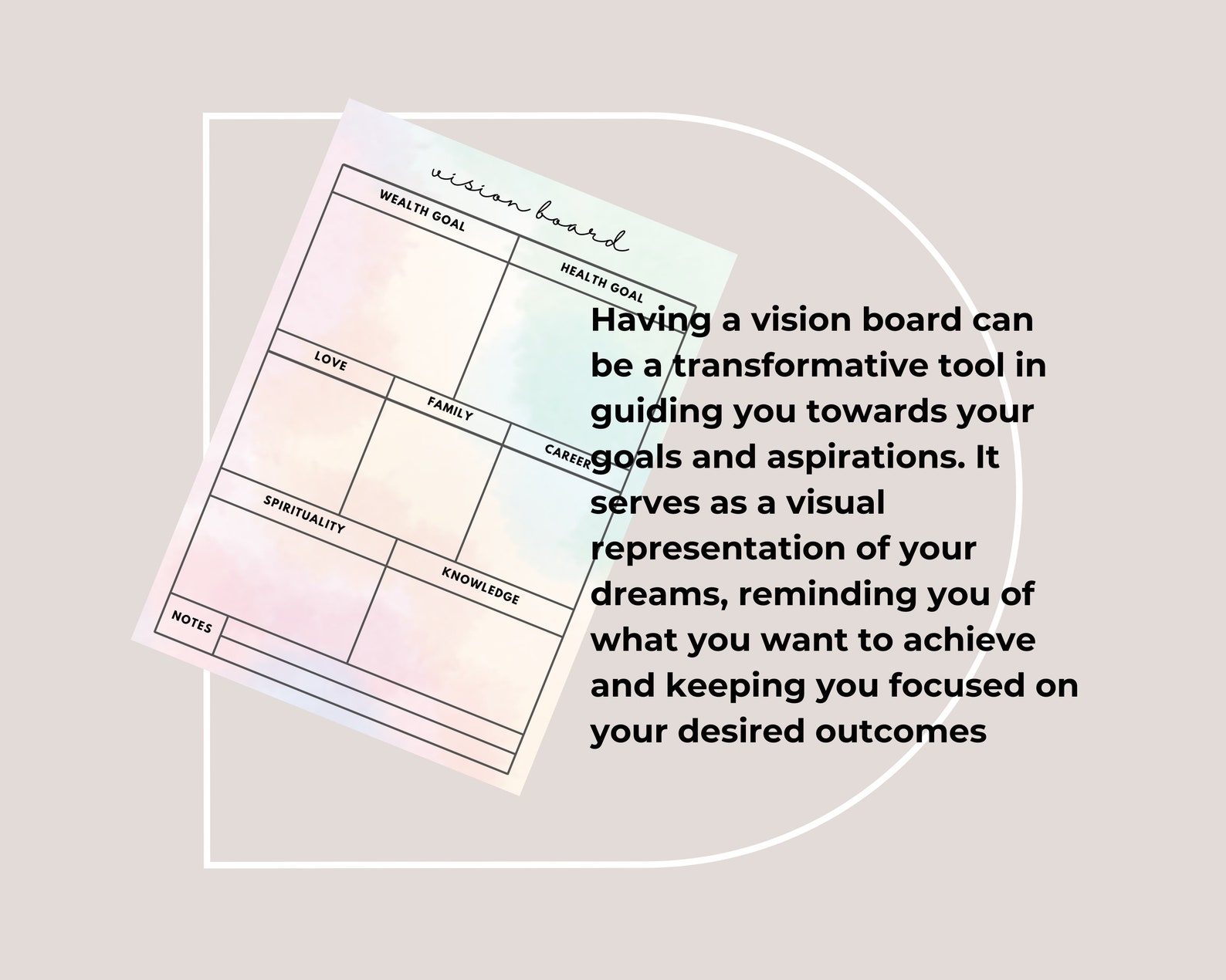 Elegant Printable Vision Board, Printable A4 Vision Board, Vision Board ...