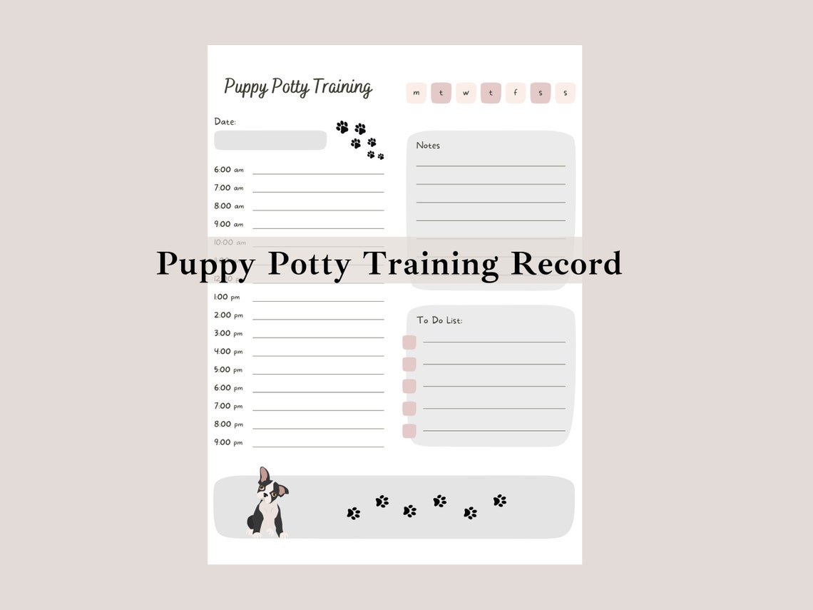 Puppy Potty Training Record, Puppy Training Tracker, Dog Training List ...