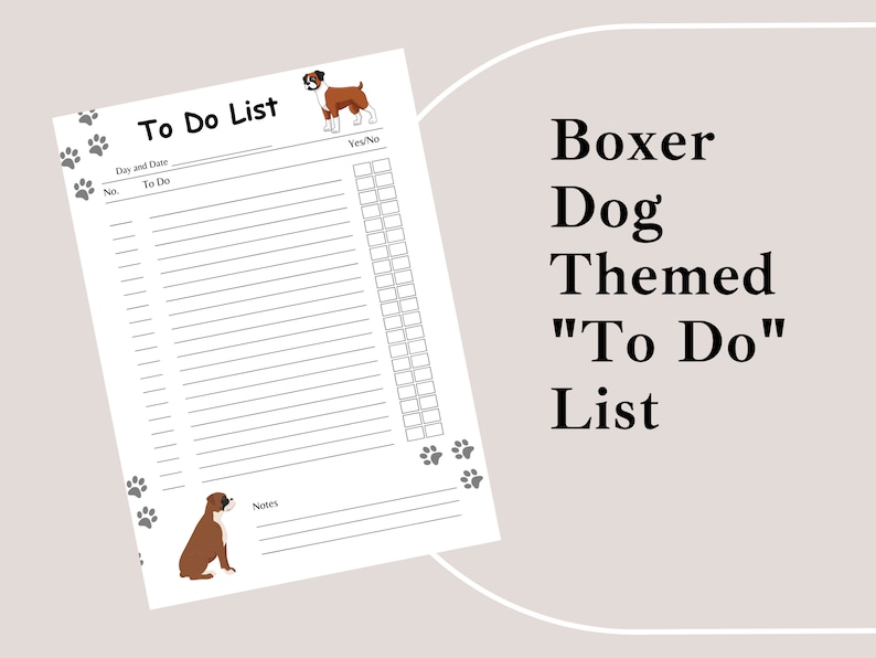 Boxer Dog Things to Do List Planner, Printable to Do List Boxer Dog ...