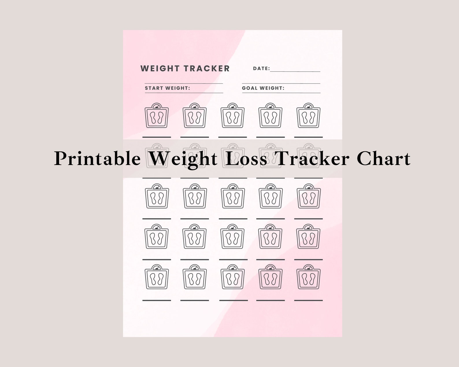 Printable Weight Loss Tracker Chart, Losing Weight Goals PDF, Countdown ...