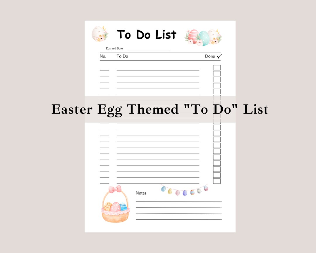 Easter Themed to Do List, Easter Egg Themed to Do List, Easter Themed ...