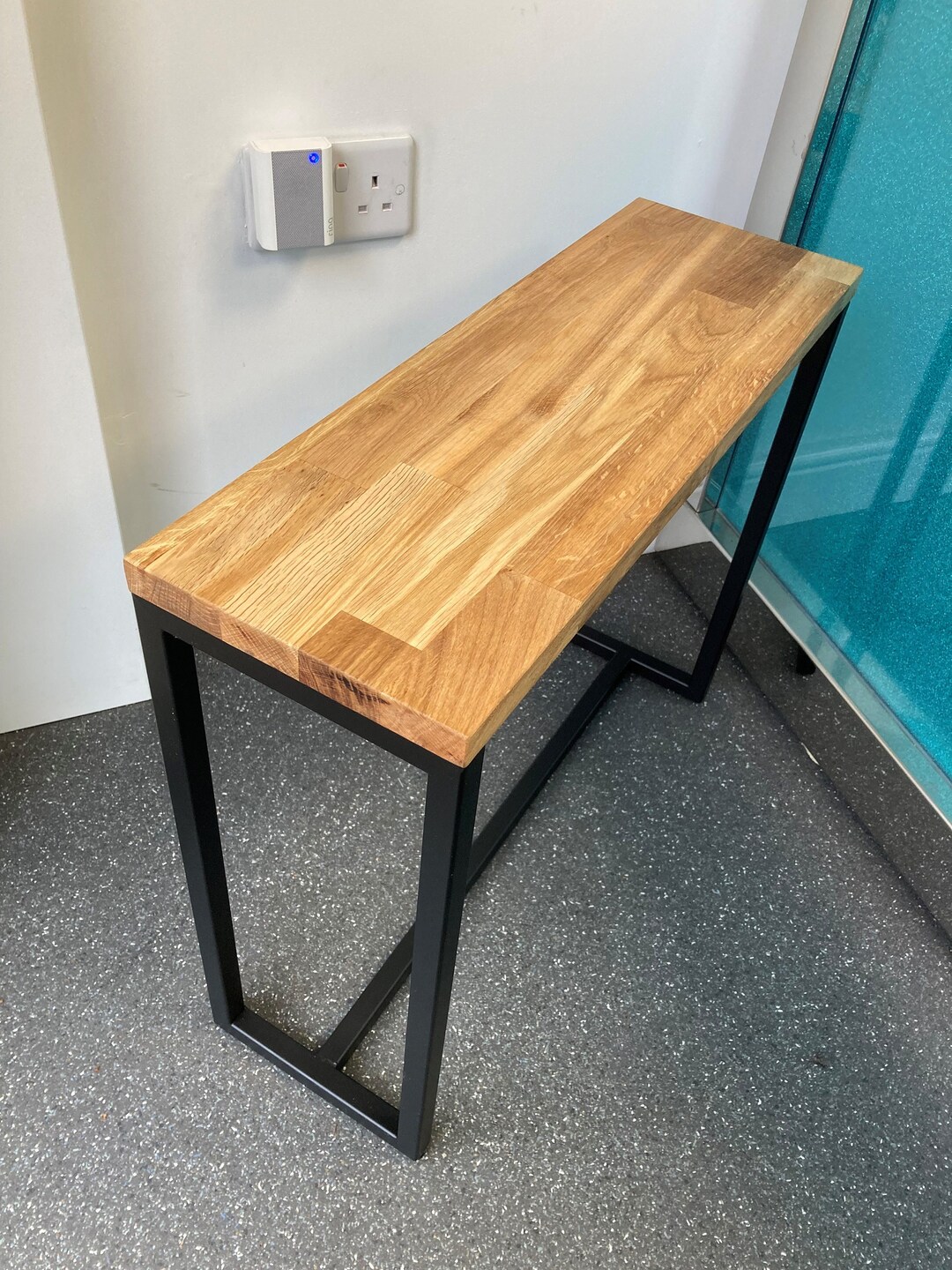 Natural Oak, Black Frame Sofa Side Table - Etsy