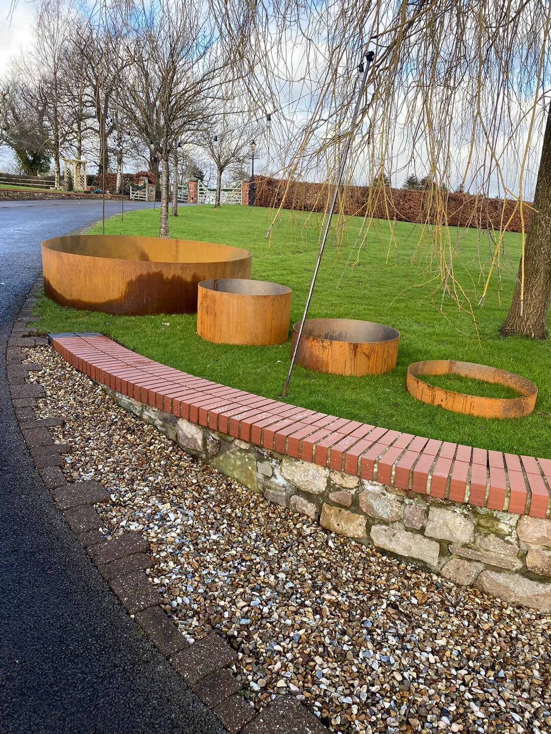 Corten Steel Raised Round Open Bottom Planter Beds - Etsy UK