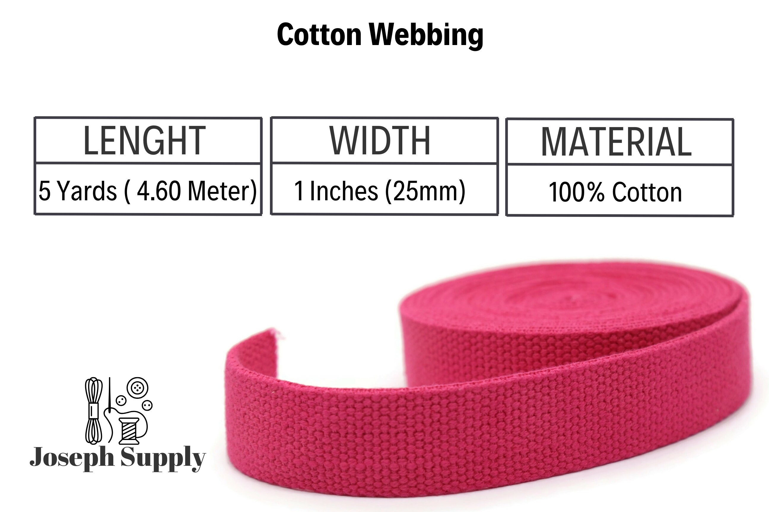 1 Inch25mm Cotton Webbing, 50 Colors, Heavy Duty Colored Cotton Canvas ...