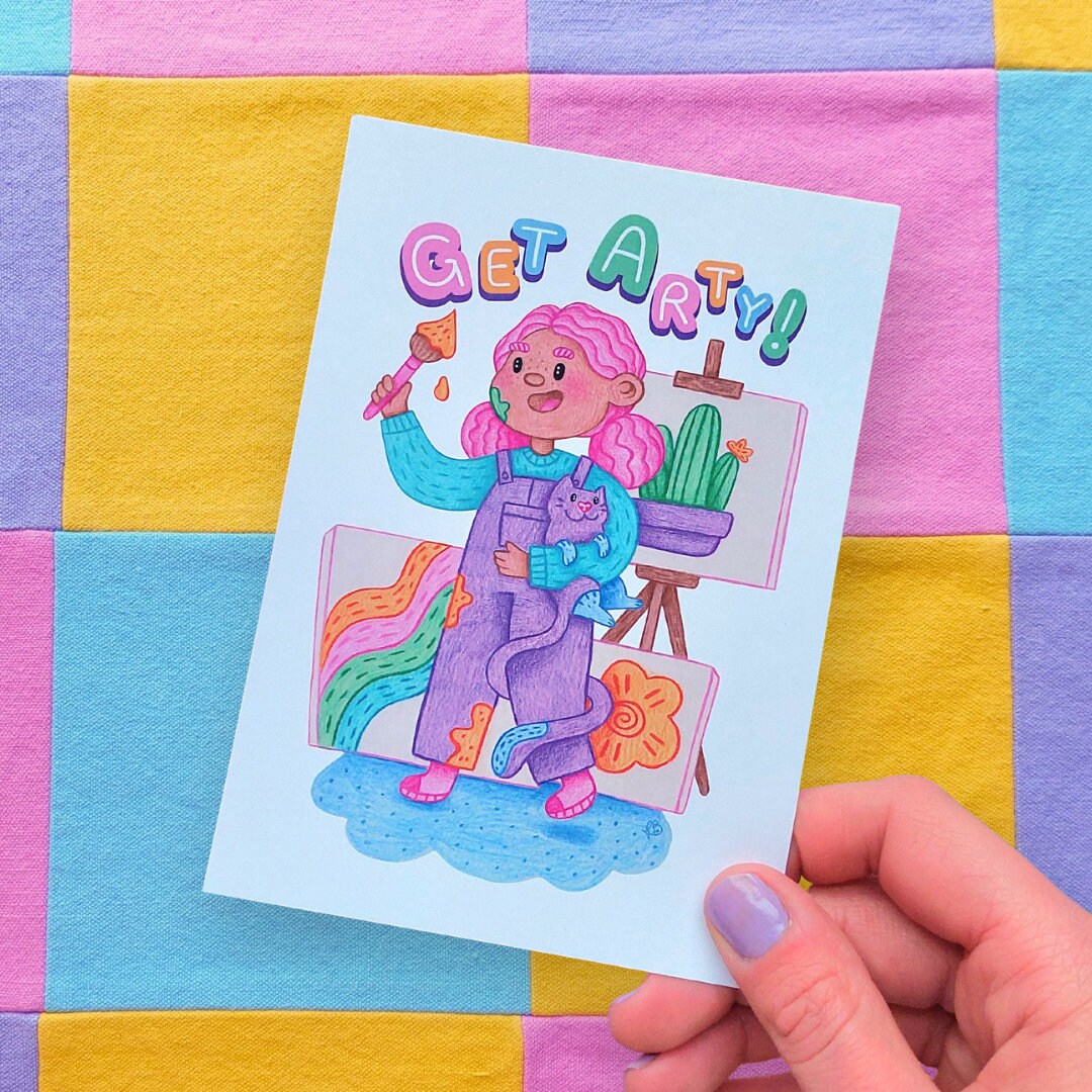 Get Arty A5 Colourful Art Print, Cute Illustrated Postcard, Children's ...