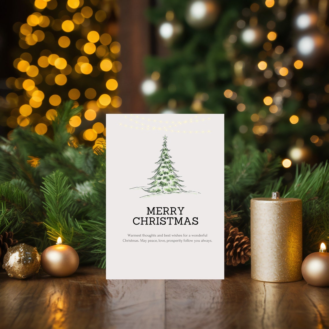 Editable Christmas Card Template - Customizable Holiday Greeting Card ...