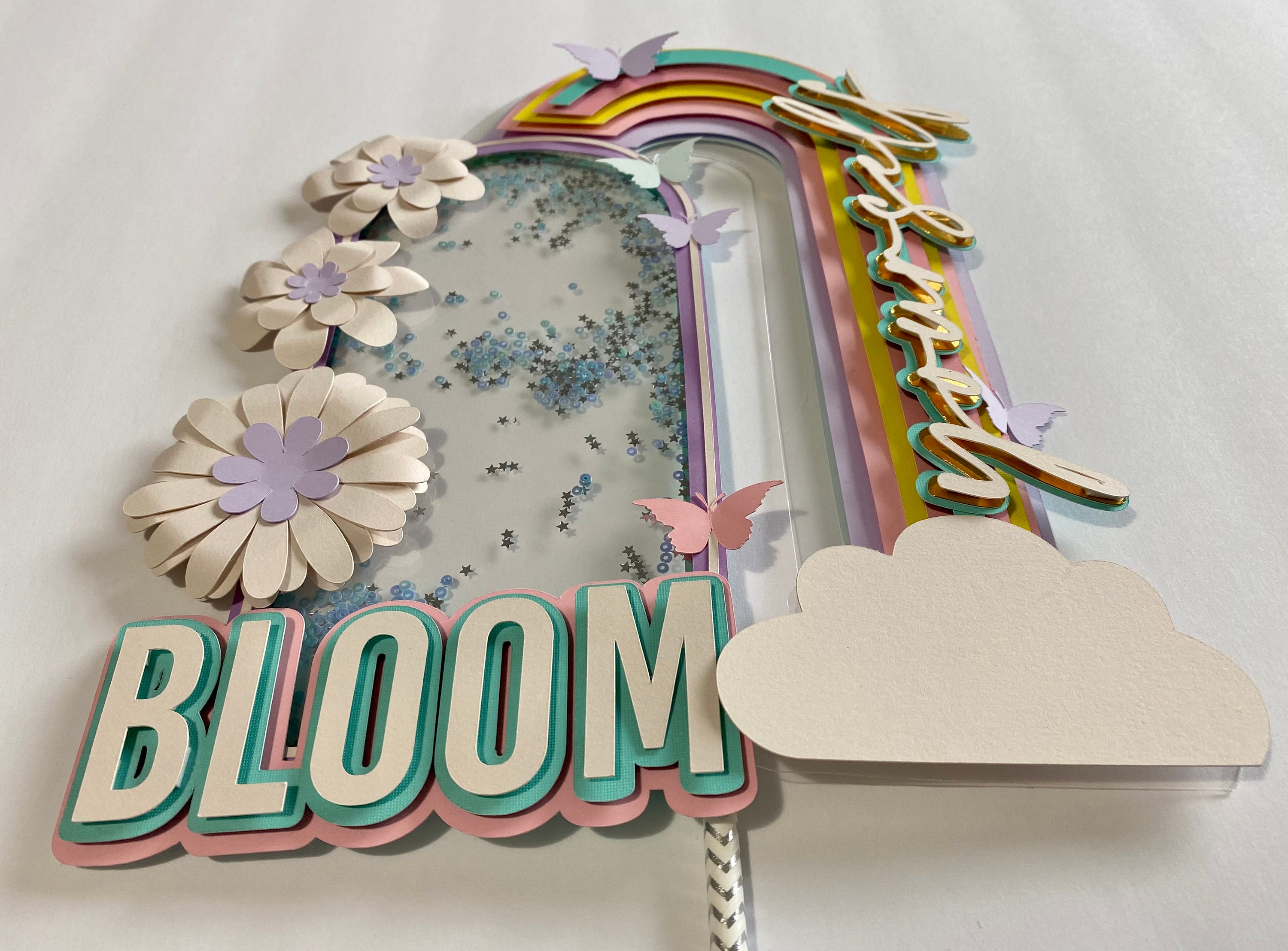 Rainbow Cake Topper Girl Birthday Decorations Rainbow Shaker Cake ...