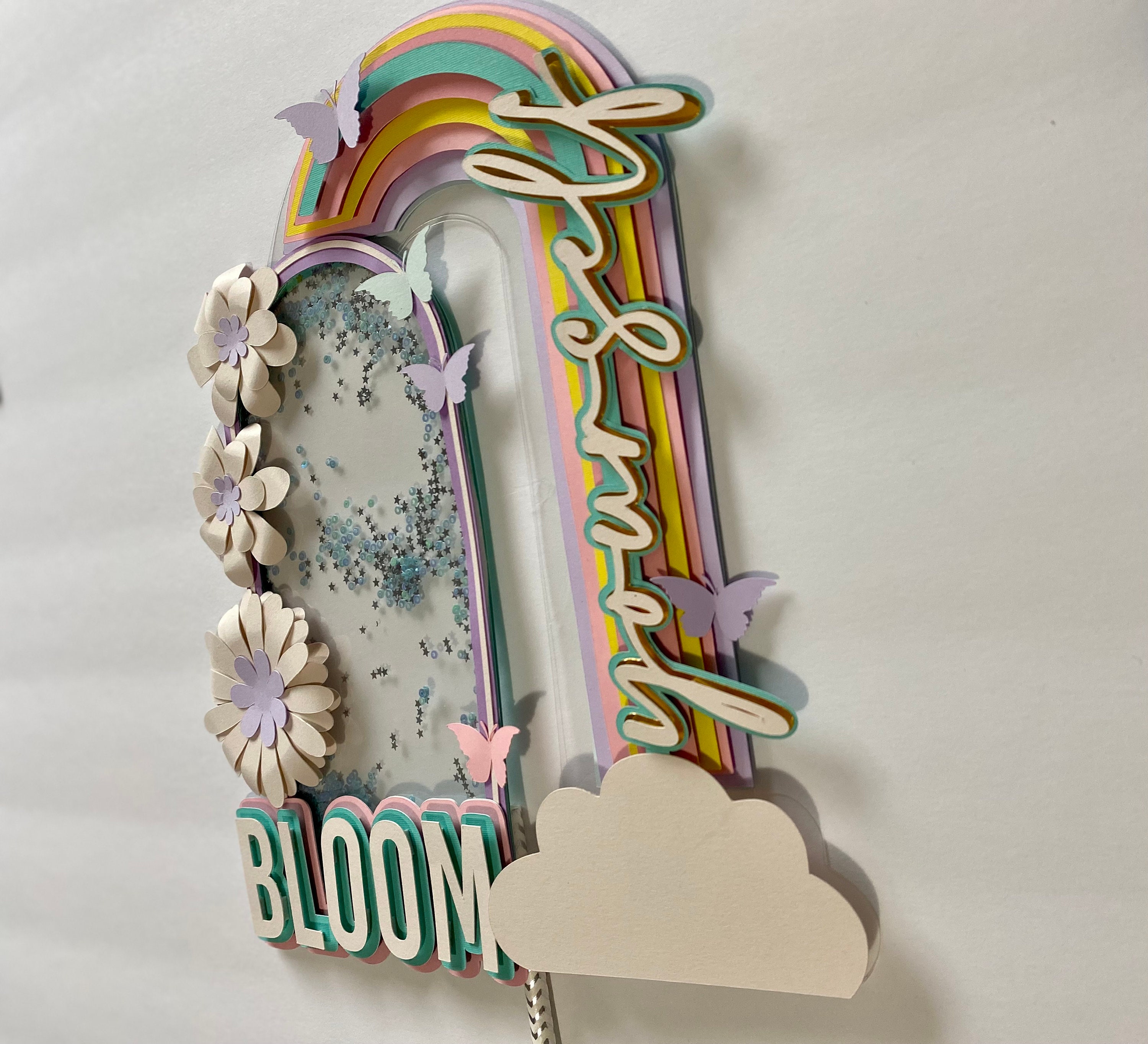 Rainbow Cake Topper Girl Birthday Decorations Rainbow Shaker Cake ...