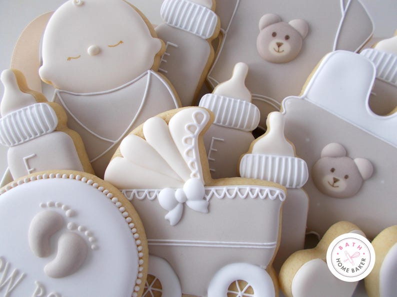 Personalised New Baby Iced Biscuits, Set of 12 Baby Shower Biscuits ...
