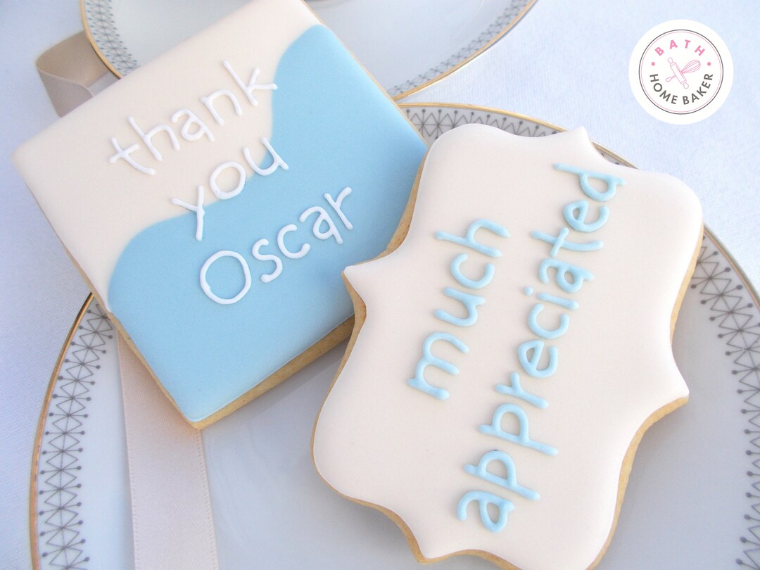Personalised Thank You Iced Biscuits, Letterbox Gratitude Biscuits ...