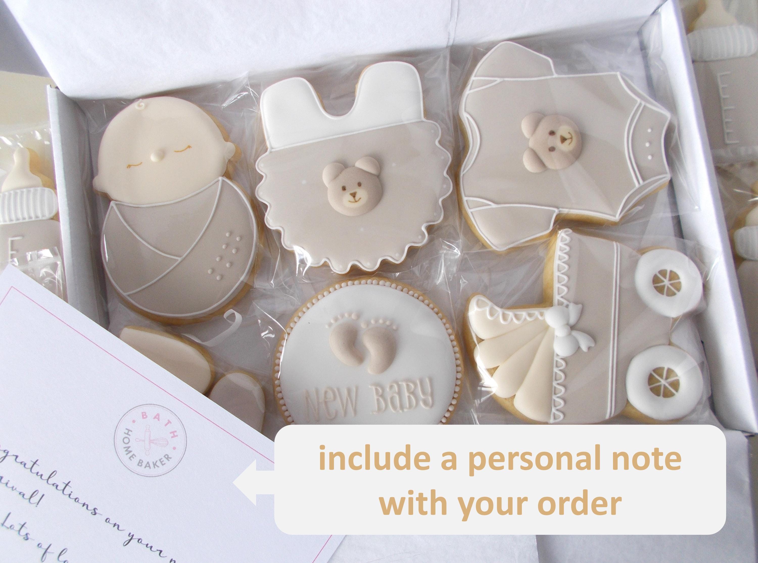 Personalised New Baby Iced Biscuits, Set of 12 Baby Shower Biscuits ...