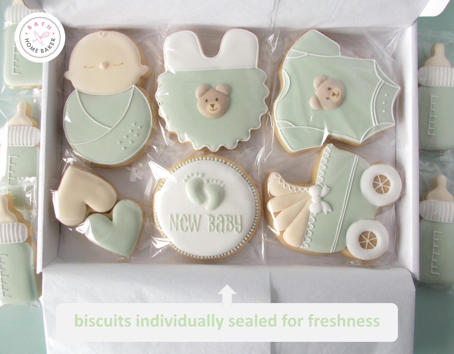 Personalised New Baby Iced Biscuits, Set of 12 Baby Shower Biscuits ...