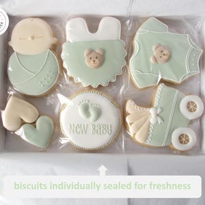Personalised New Baby Iced Biscuits, Set of 12 Baby Shower Biscuits ...