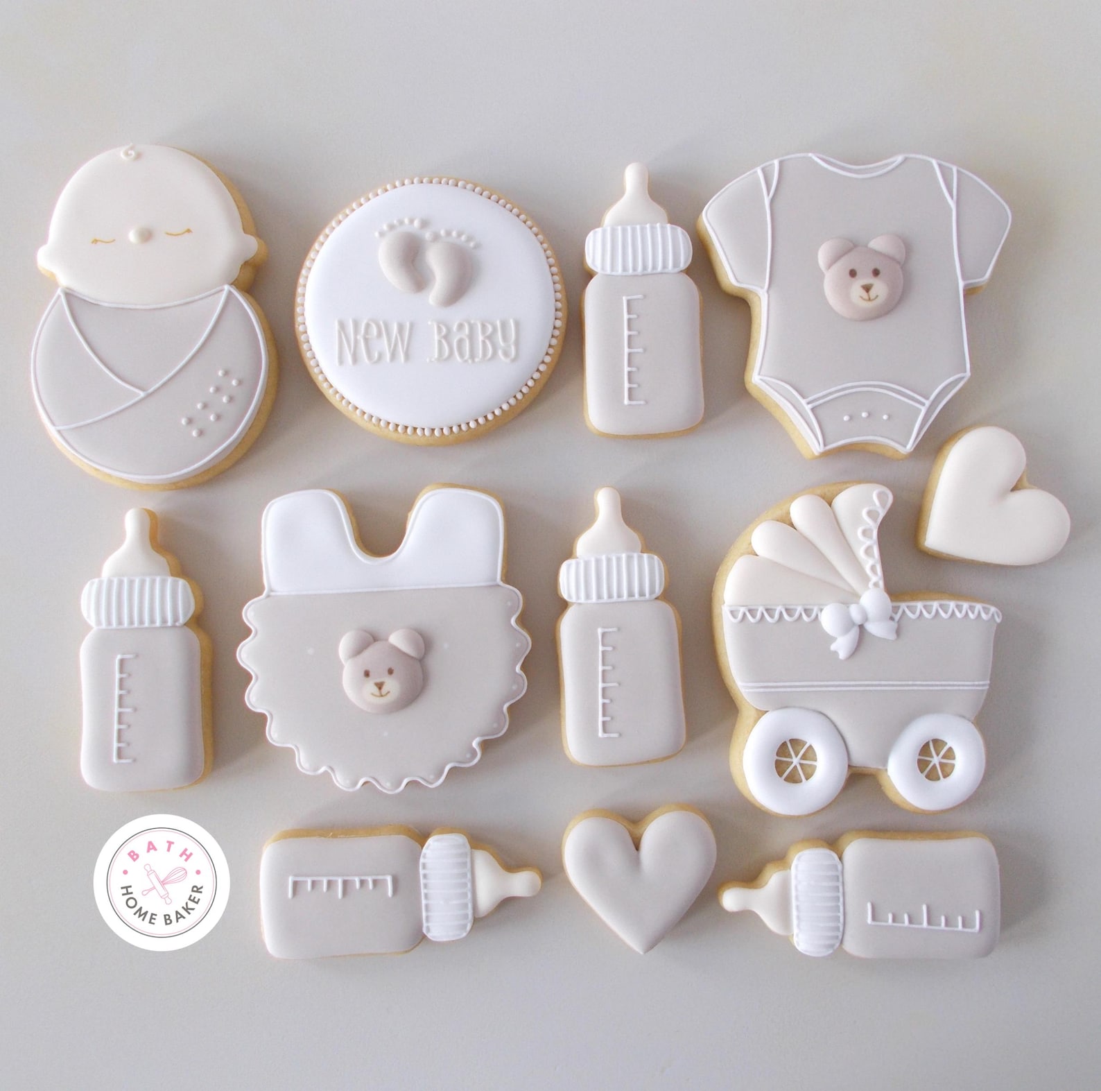 Personalised New Baby Iced Biscuits, Set of 12 Baby Shower Biscuits ...
