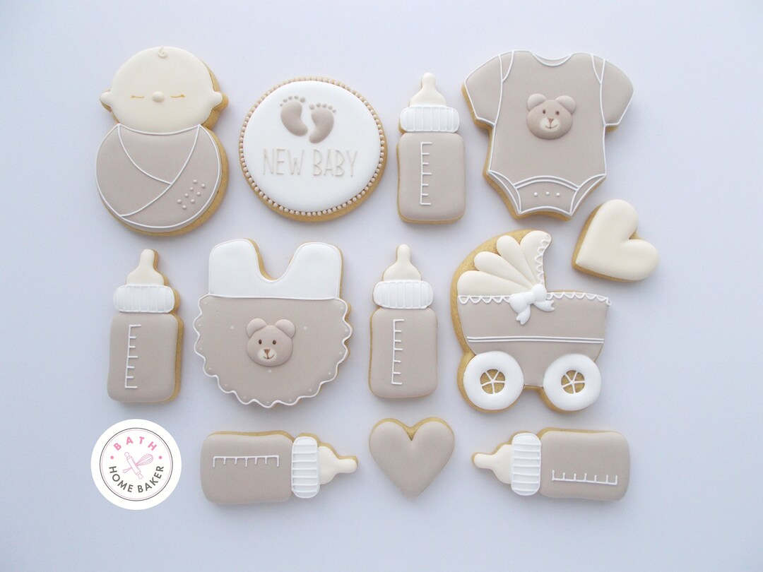 Personalised New Baby Iced Biscuits, Set of 12 Baby Shower Biscuits ...