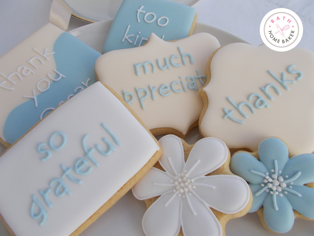 Personalised Thank You Iced Biscuits, Gratitude Biscuits, Hand ...