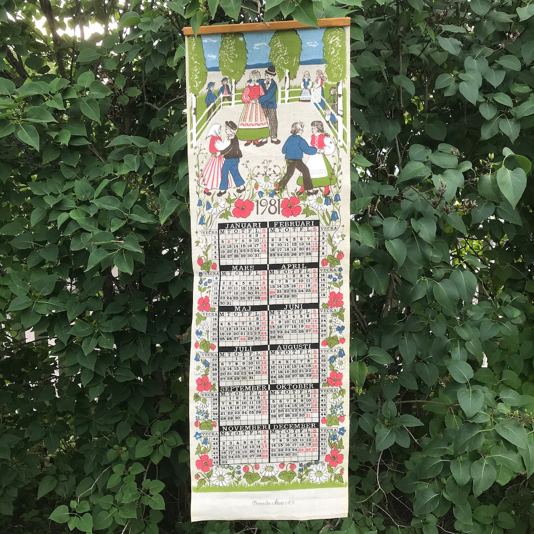 Calendar /almanac in Fabric From the Year 1981 With a Printed Swedish ...
