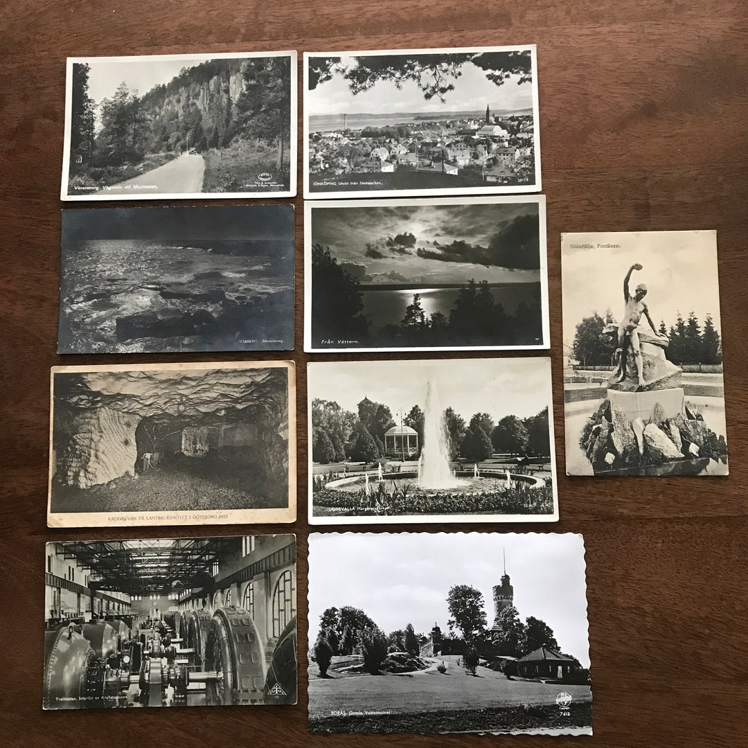9 Postcards With Swedish Motifs / Black and White Cards / Vintage - Etsy