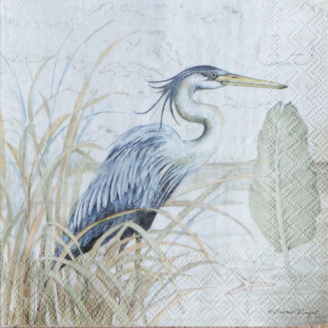 2 Blue Heron Bird Paper Napkins for Decoupage and Paper Crafts | Junk Journal | Card Making ...