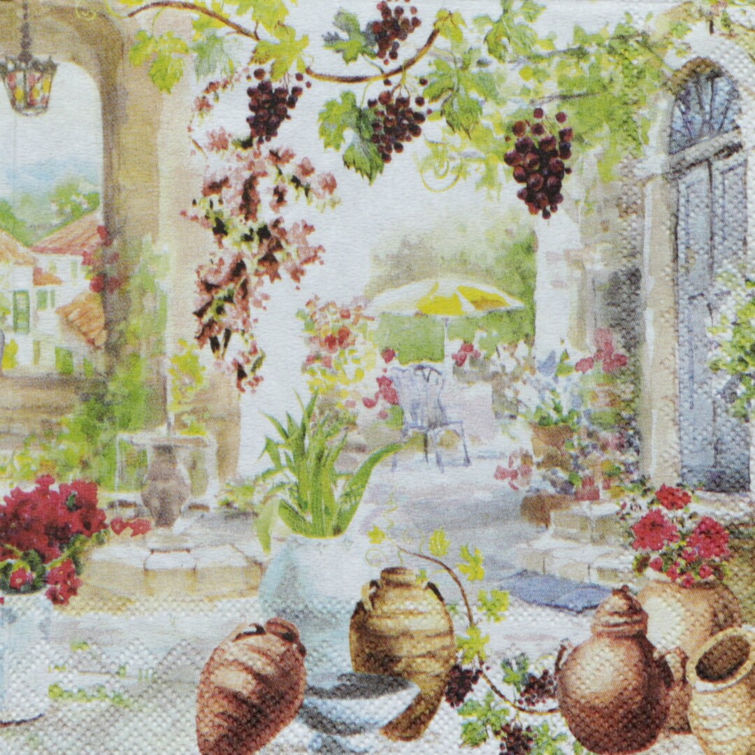 2 Tuscan Outdoor Terrace Patio Scenic Paper Napkins for Decoupage and ...